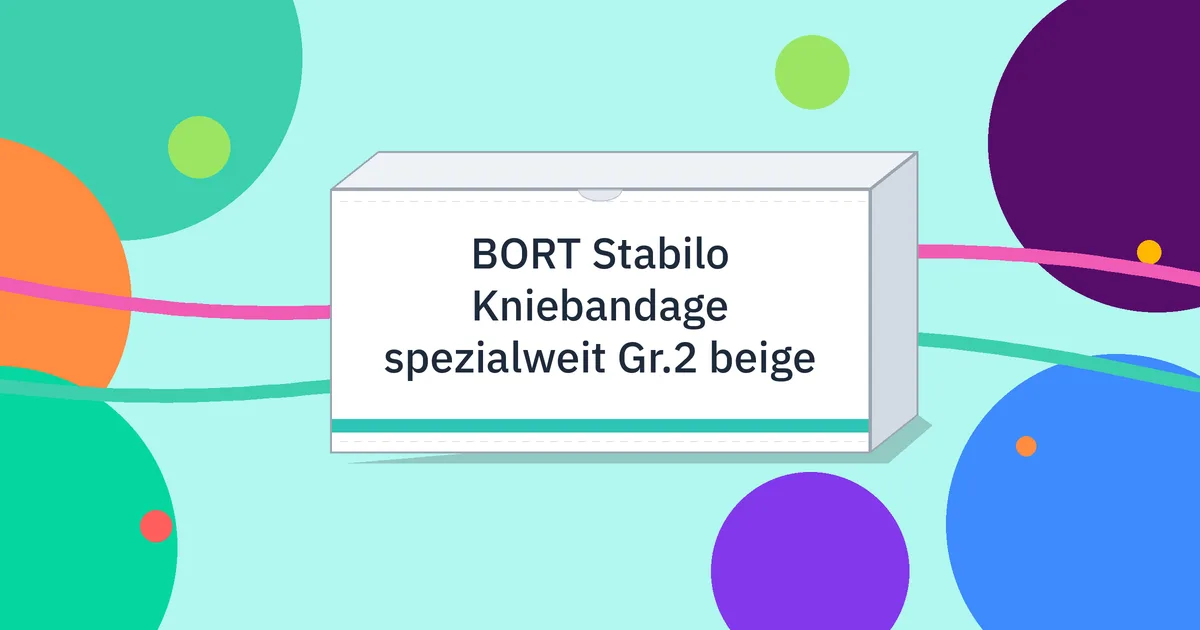 Symbolbild: Packung mit der Aufschrift BORT Stabilo Kniebandage spezialweit Gr.2 beige (PZN 06084110) – Verfügbarkeit und Bezug in Apotheken in Frankfurt am Main