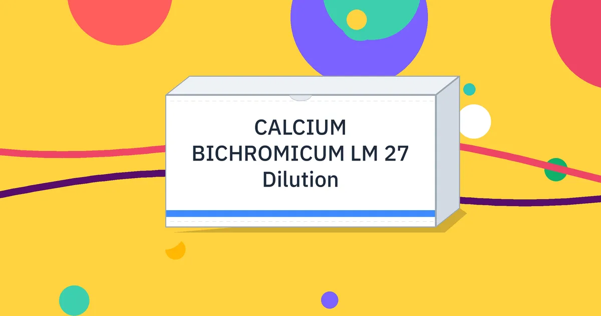 Symbolbild: Packung mit der Aufschrift CALCIUM BICHROMICUM LM 27 Dilution (PZN 13407594) – Verfügbarkeit und Bezug in Apotheken in Frankfurt am Main
