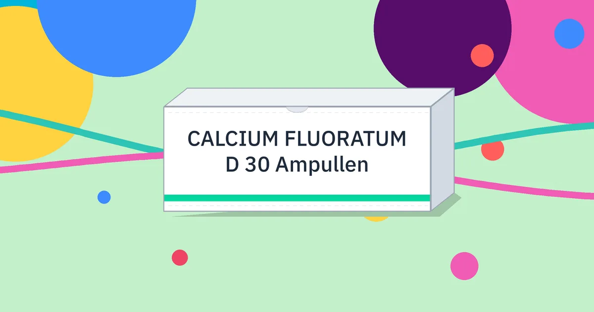 Symbolbild: Packung mit der Aufschrift CALCIUM FLUORATUM D 30 Ampullen (PZN 11704709) – Verfügbarkeit und Bezug in Apotheken in Frankfurt am Main