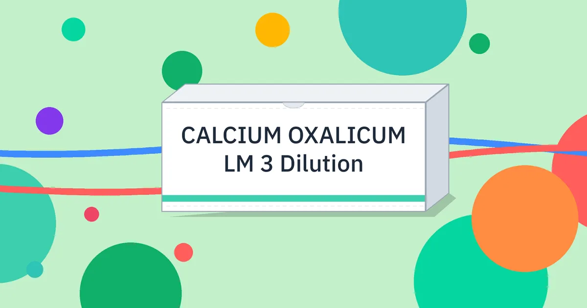 Symbolbild: Packung mit der Aufschrift CALCIUM OXALICUM LM 3 Dilution (PZN 13410113) – Verfügbarkeit und Bezug in Apotheken in Frankfurt am Main