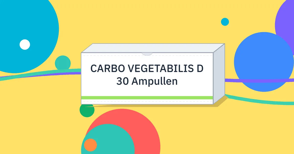 Symbolbild: Packung mit der Aufschrift CARBO VEGETABILIS D 30 Ampullen (PZN 11704862) – Verfügbarkeit und Bezug in Apotheken in Frankfurt am Main