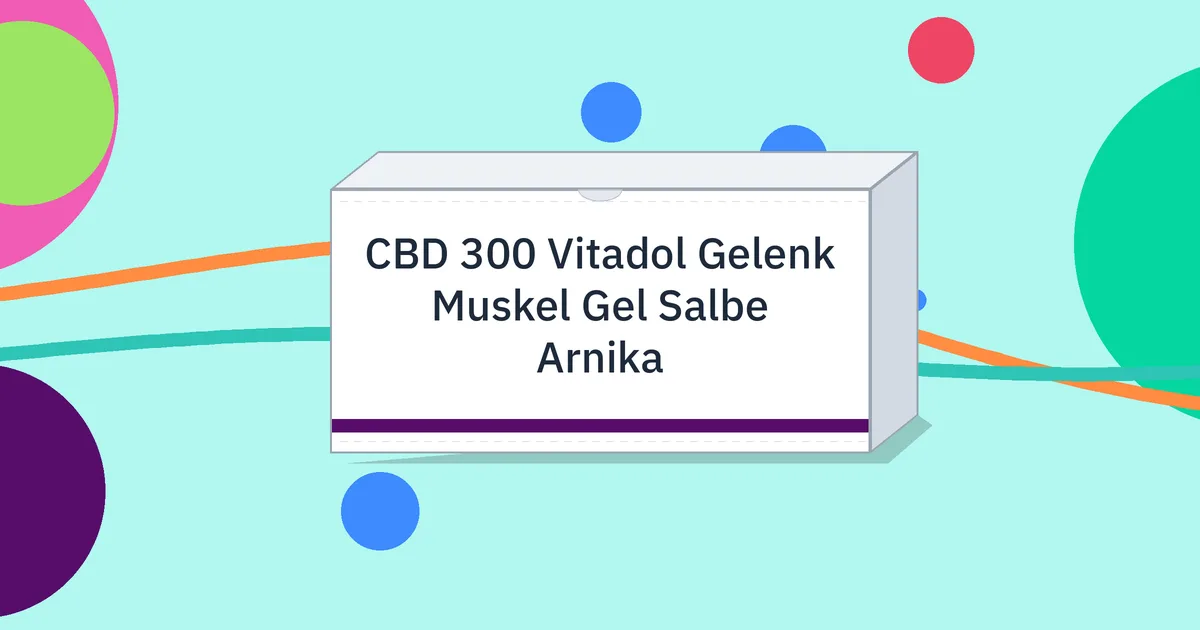 Symbolbild: Packung mit der Aufschrift CBD 300 Vitadol Gelenk Muskel Gel Salbe Arnika (PZN 17944805) – Verfügbarkeit und Bezug in Apotheken in Frankfurt am Main