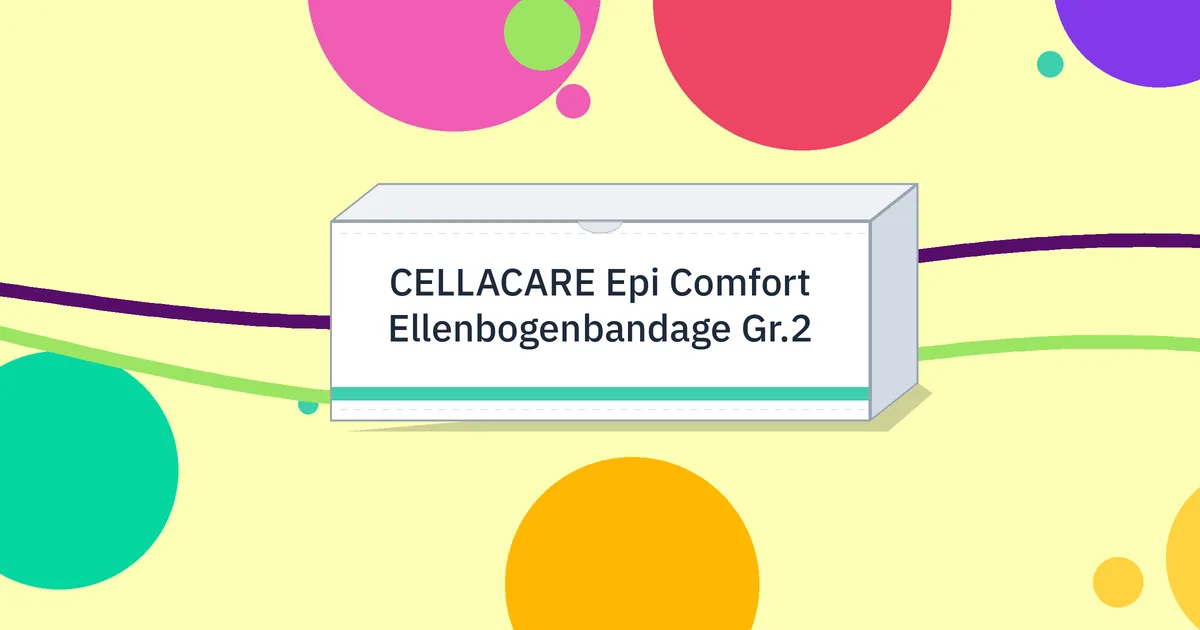 Symbolbild: Packung mit der Aufschrift CELLACARE Epi Comfort Ellenbogenbandage Gr.2 (PZN 11660946) – Verfügbarkeit und Bezug in Apotheken in Frankfurt am Main