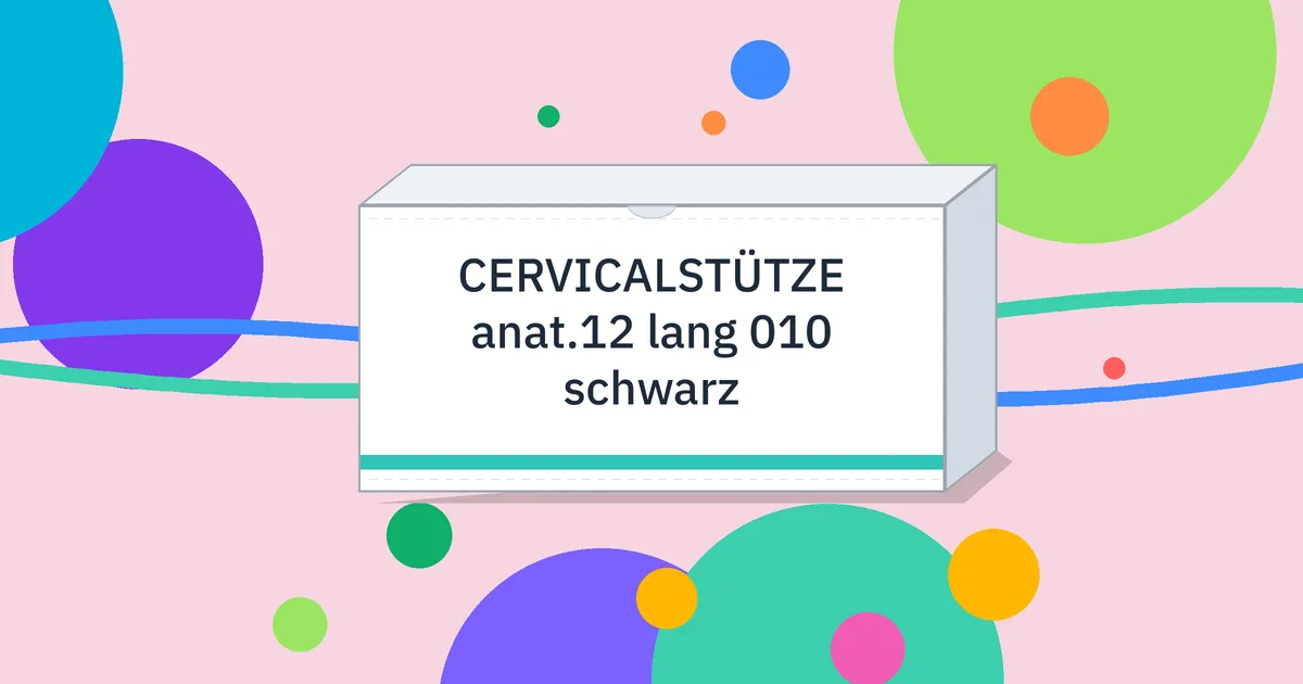 Symbolbild: Packung mit der Aufschrift CERVICALSTÜTZE anat.12 lang 010 schwarz (PZN 10233337) – Verfügbarkeit und Bezug in Apotheken in Frankfurt am Main