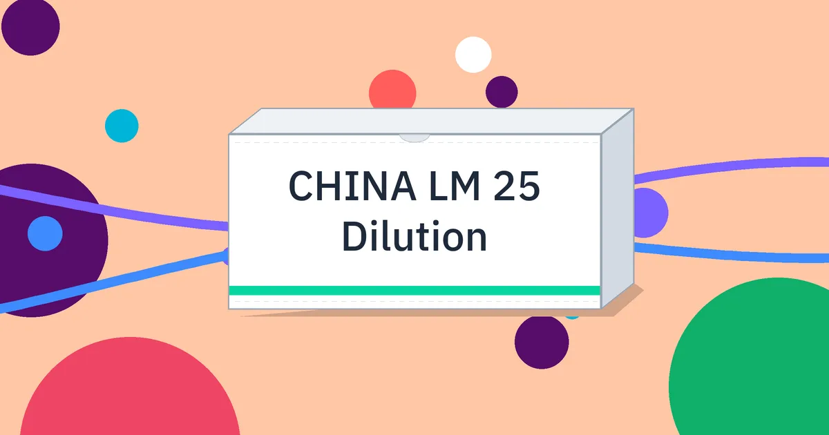 Symbolbild: Packung mit der Aufschrift CHINA LM 25 Dilution (PZN 12813978) – Verfügbarkeit und Bezug in Apotheken in Frankfurt am Main