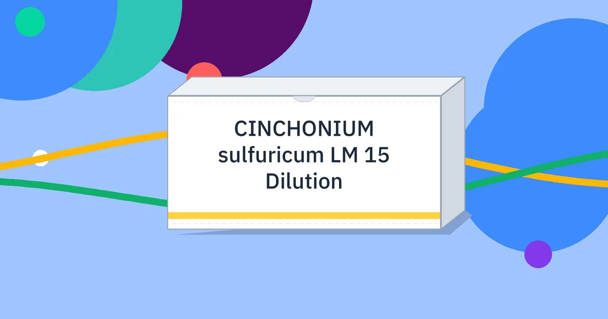 Symbolbild: Packung mit der Aufschrift CINCHONIUM sulfuricum LM 15 Dilution (PZN 13446447) – Verfügbarkeit und Bezug in Apotheken in Frankfurt am Main