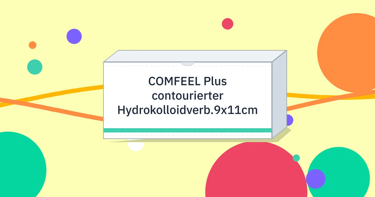 Symbolbild: Packung mit der Aufschrift COMFEEL Plus contourierter Hydrokolloidverb.9x11cm (PZN 19689381) – Verfügbarkeit und Bezug in Apotheken in Frankfurt am Main
