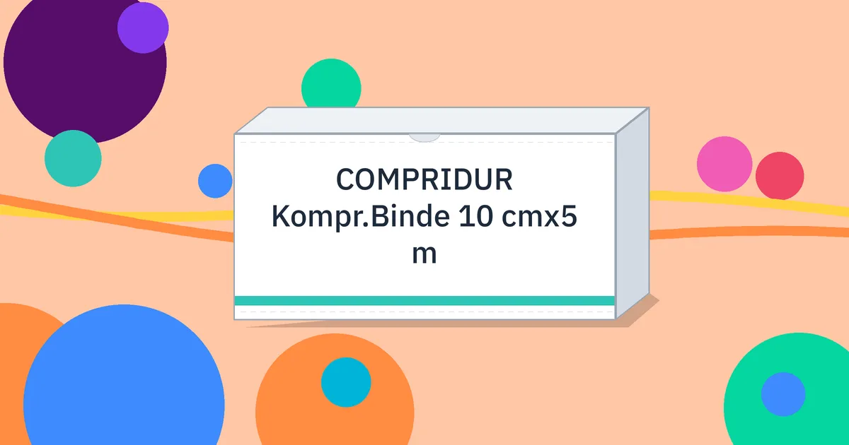 Symbolbild: Packung mit der Aufschrift COMPRIDUR Kompr.Binde 10 cmx5 m (PZN 15316588) – Verfügbarkeit und Bezug in Apotheken in Frankfurt am Main