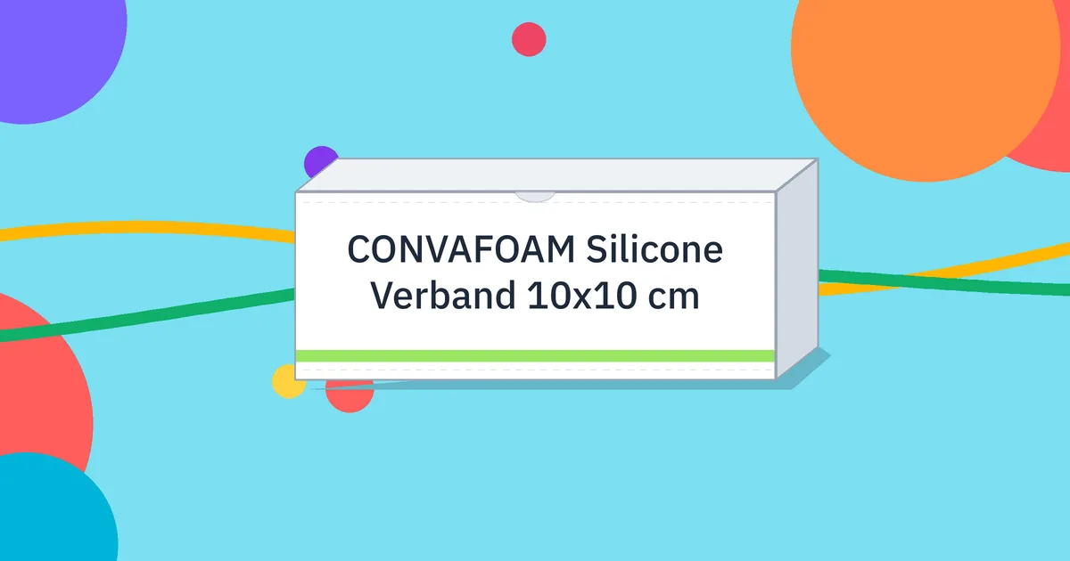 Symbolbild: Packung mit der Aufschrift CONVAFOAM Silicone Verband 10x10 cm (PZN 19768287) – Verfügbarkeit und Bezug in Apotheken in Frankfurt am Main