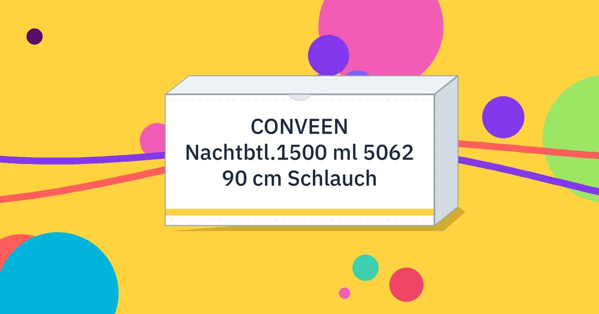 Symbolbild: Packung mit der Aufschrift CONVEEN Nachtbtl.1500 ml 5062 90 cm Schlauch (PZN 02578022) – Verfügbarkeit und Bezug in Apotheken in Frankfurt am Main