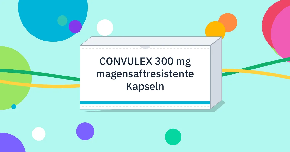 Symbolbild: Packung mit der Aufschrift CONVULEX 300 mg magensaftresistente Kapseln (PZN 01897601) – Verfügbarkeit und Bezug in Apotheken in Frankfurt am Main