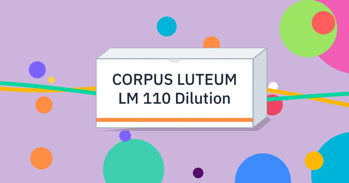 Symbolbild: Packung mit der Aufschrift CORPUS LUTEUM LM 110 Dilution (PZN 12835112) – Verfügbarkeit und Bezug in Apotheken in Frankfurt am Main