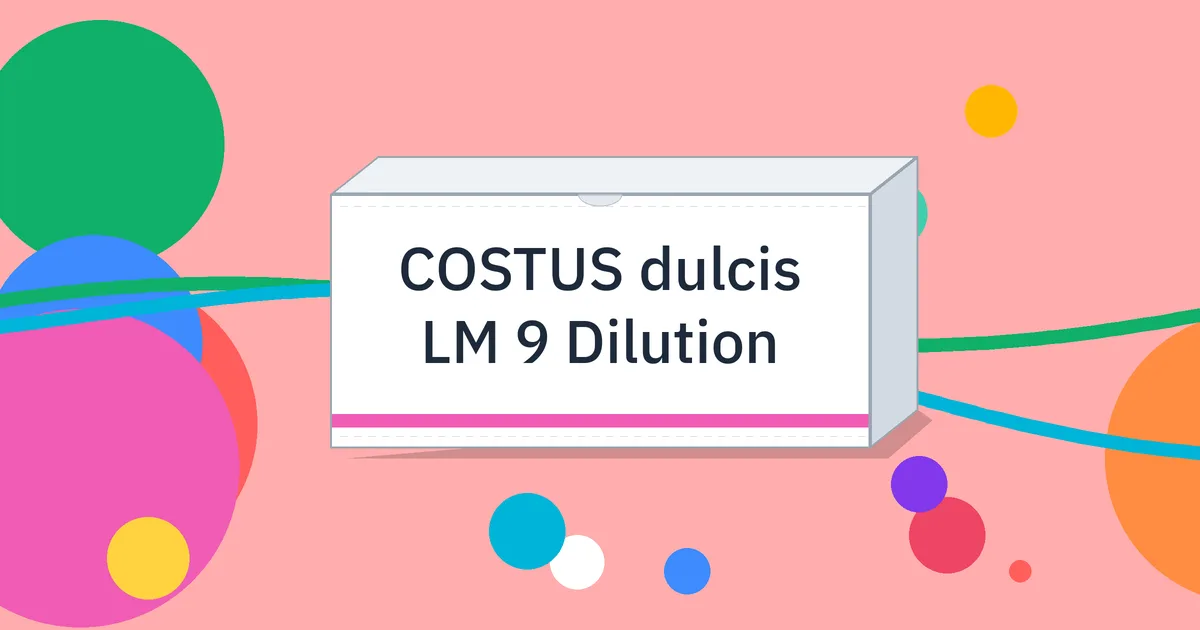 Symbolbild: Packung mit der Aufschrift COSTUS dulcis LM 9 Dilution (PZN 13454895) – Verfügbarkeit und Bezug in Apotheken in Frankfurt am Main