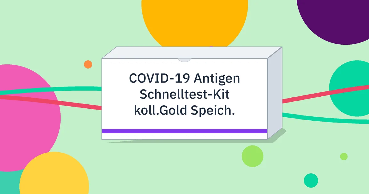 Symbolbild: Packung mit der Aufschrift COVID-19 Antigen Schnelltest-Kit koll.Gold Speich. (PZN 17252852) – Verfügbarkeit und Bezug in Apotheken in Frankfurt am Main