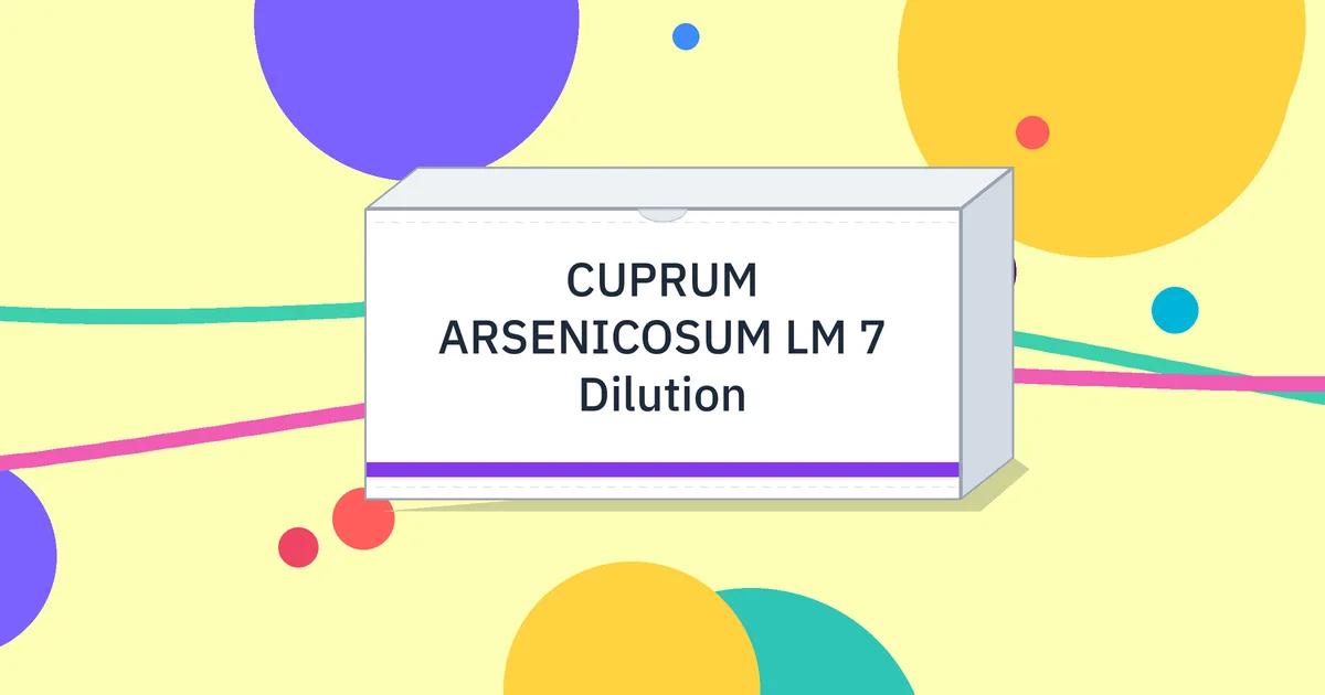 Symbolbild: Packung mit der Aufschrift CUPRUM ARSENICOSUM LM 7 Dilution (PZN 12837677) – Verfügbarkeit und Bezug in Apotheken in Frankfurt am Main