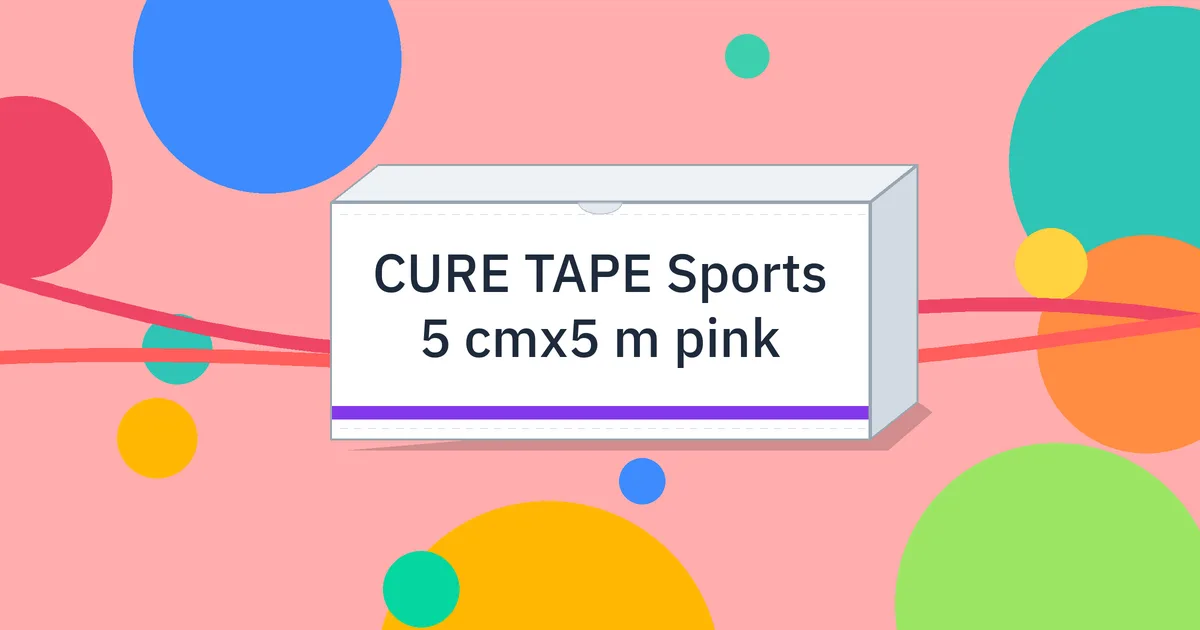 Symbolbild: Packung mit der Aufschrift CURE TAPE Sports 5 cmx5 m pink (PZN 19720837) – Verfügbarkeit und Bezug in Apotheken in Frankfurt am Main