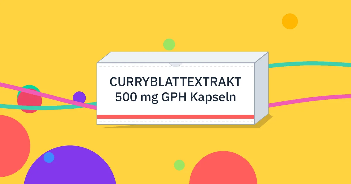 Symbolbild: Packung mit der Aufschrift CURRYBLATTEXTRAKT 500 mg GPH Kapseln (PZN 11146712) – Verfügbarkeit und Bezug in Apotheken in Frankfurt am Main