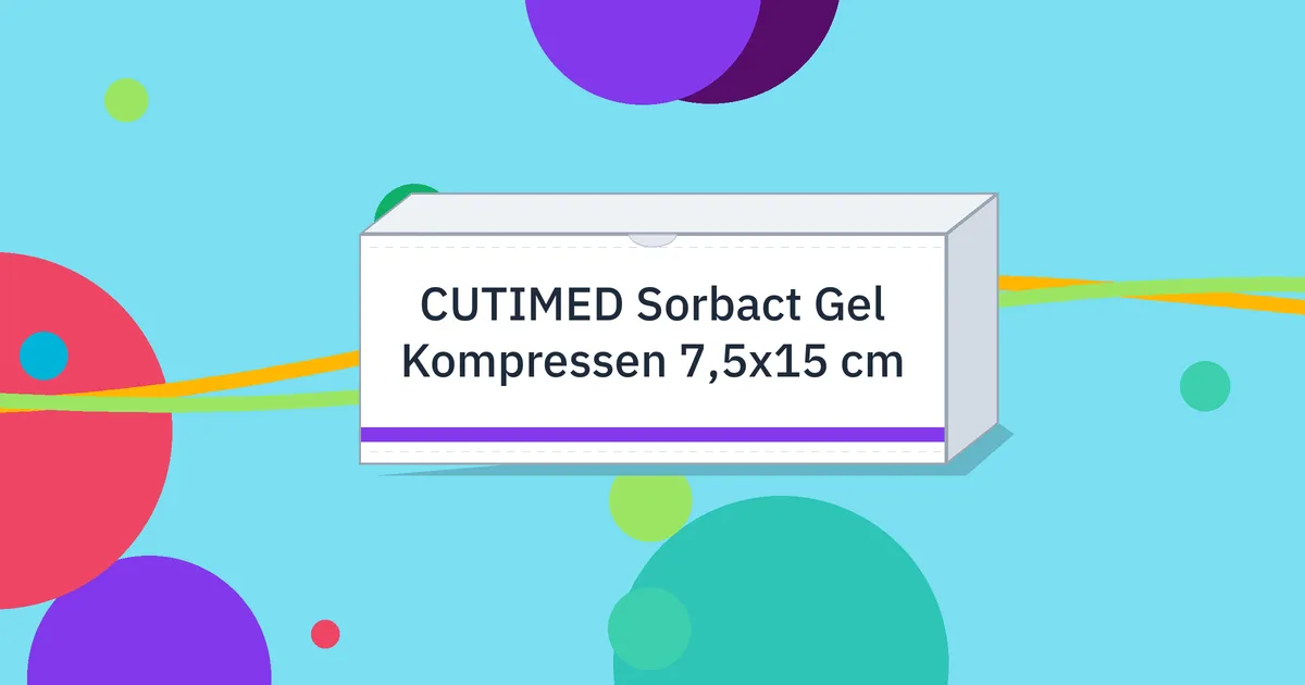 Symbolbild: Packung mit der Aufschrift CUTIMED Sorbact Gel Kompressen 7,5x15 cm (PZN 20054713) – Verfügbarkeit und Bezug in Apotheken in Frankfurt am Main