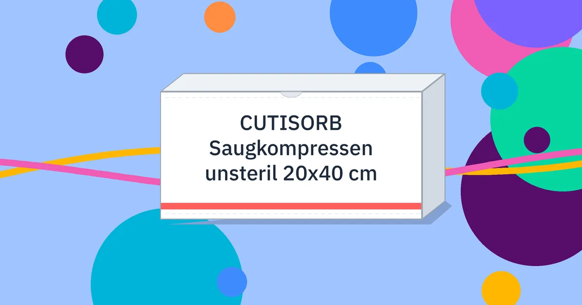Symbolbild: Packung mit der Aufschrift CUTISORB Saugkompressen unsteril 20x40 cm (PZN 02536940) – Verfügbarkeit und Bezug in Apotheken in Frankfurt am Main