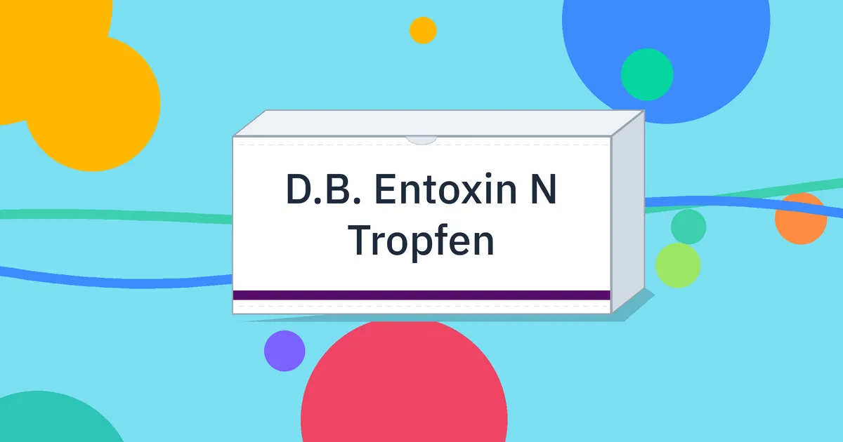 Symbolbild: Packung mit der Aufschrift D.B. Entoxin N Tropfen (PZN 01683811) – Verfügbarkeit und Bezug in Apotheken in Frankfurt am Main