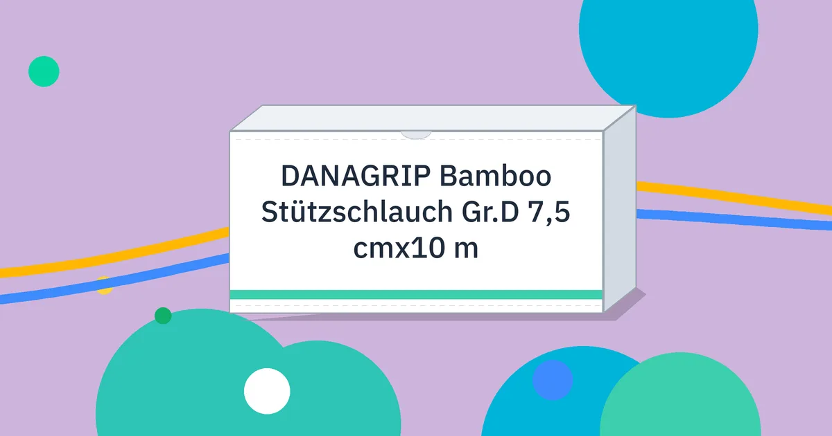 Symbolbild: Packung mit der Aufschrift DANAGRIP Bamboo Stützschlauch Gr.D 7,5 cmx10 m (PZN 20810770) – Verfügbarkeit und Bezug in Apotheken in Frankfurt am Main