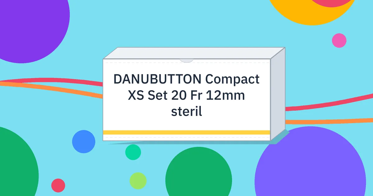 Symbolbild: Packung mit der Aufschrift DANUBUTTON Compact XS Set 20 Fr 12mm steril (PZN 19853142) – Verfügbarkeit und Bezug in Apotheken in Frankfurt am Main