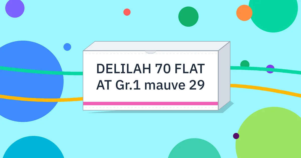 Symbolbild: Packung mit der Aufschrift DELILAH 70 FLAT AT Gr.1 mauve 29 (PZN 13848080) – Verfügbarkeit und Bezug in Apotheken in Frankfurt am Main