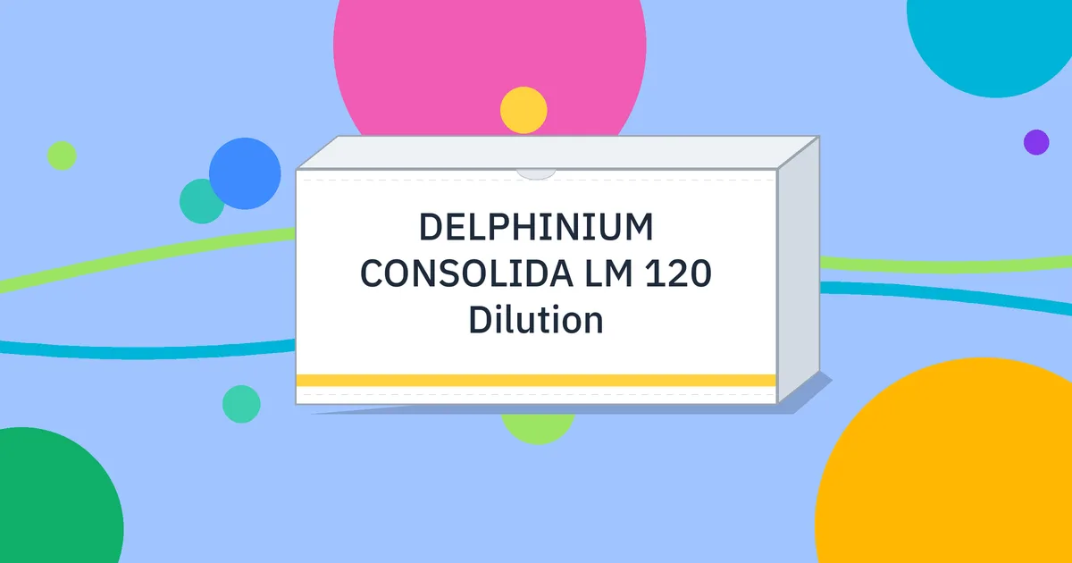 Symbolbild: Packung mit der Aufschrift DELPHINIUM CONSOLIDA LM 120 Dilution (PZN 13463612) – Verfügbarkeit und Bezug in Apotheken in Frankfurt am Main