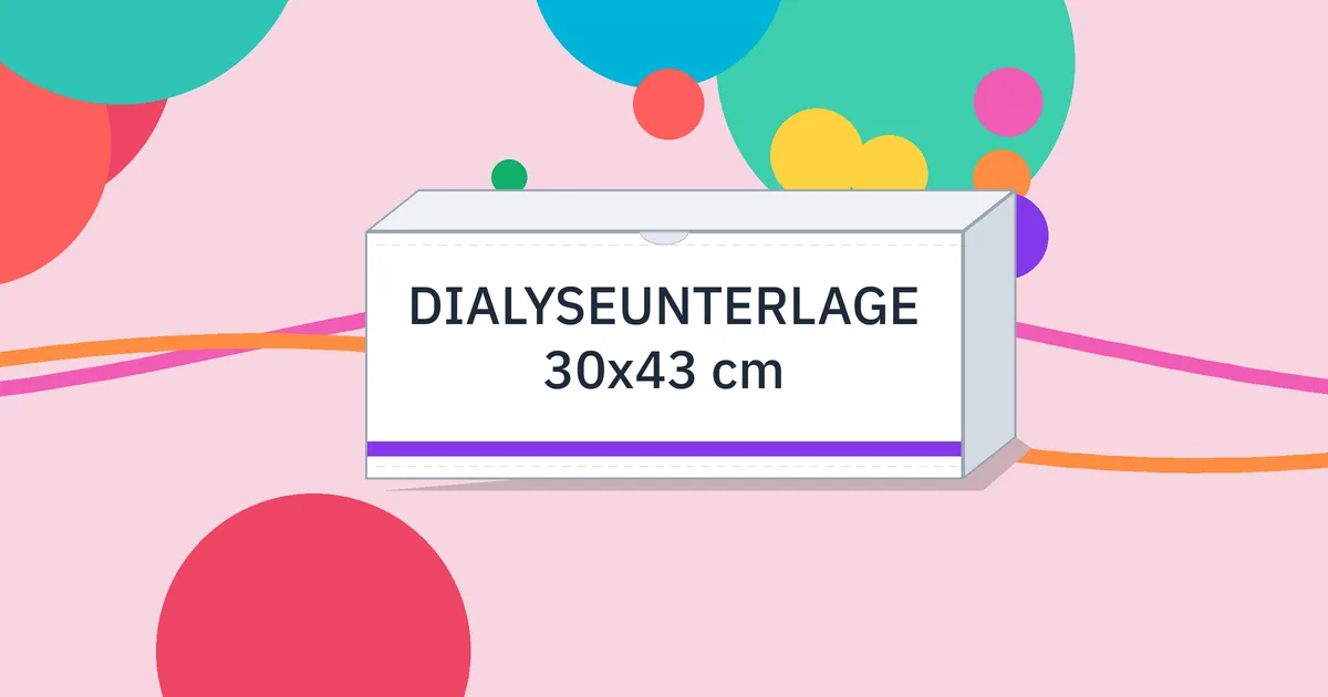 Symbolbild: Packung mit der Aufschrift DIALYSEUNTERLAGE 30x43 cm (PZN 16674545) – Verfügbarkeit und Bezug in Apotheken in Frankfurt am Main