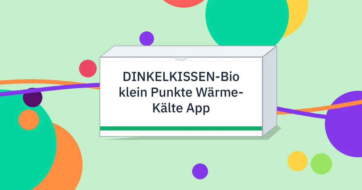 Symbolbild: Packung mit der Aufschrift DINKELKISSEN-Bio klein Punkte Wärme-Kälte App (PZN 11695459) – Verfügbarkeit und Bezug in Apotheken in Frankfurt am Main