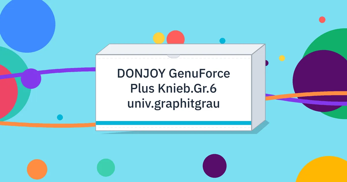 Symbolbild: Packung mit der Aufschrift DONJOY GenuForce Plus Knieb.Gr.6 univ.graphitgrau (PZN 18668750) – Verfügbarkeit und Bezug in Apotheken in Frankfurt am Main