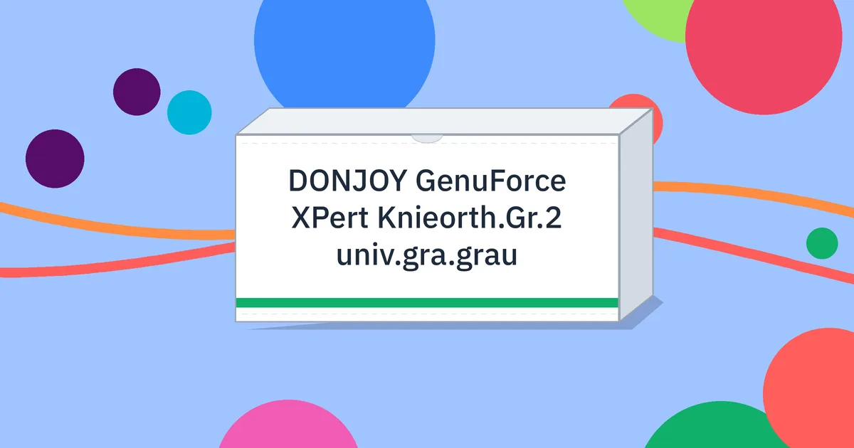 Symbolbild: Packung mit der Aufschrift DONJOY GenuForce XPert Knieorth.Gr.2 univ.gra.grau (PZN 18668833) – Verfügbarkeit und Bezug in Apotheken in Frankfurt am Main