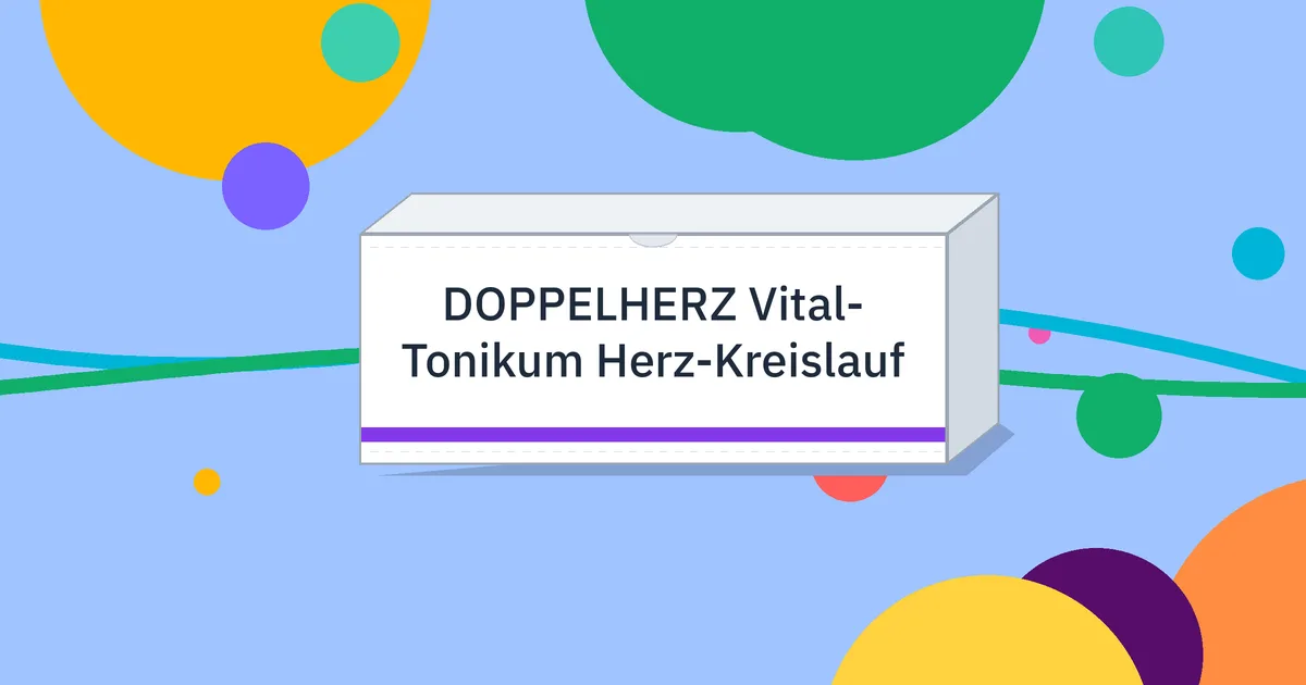 Symbolbild: Packung mit der Aufschrift DOPPELHERZ Vital-Tonikum Herz-Kreislauf (PZN 01989616) – Verfügbarkeit und Bezug in Apotheken in Frankfurt am Main