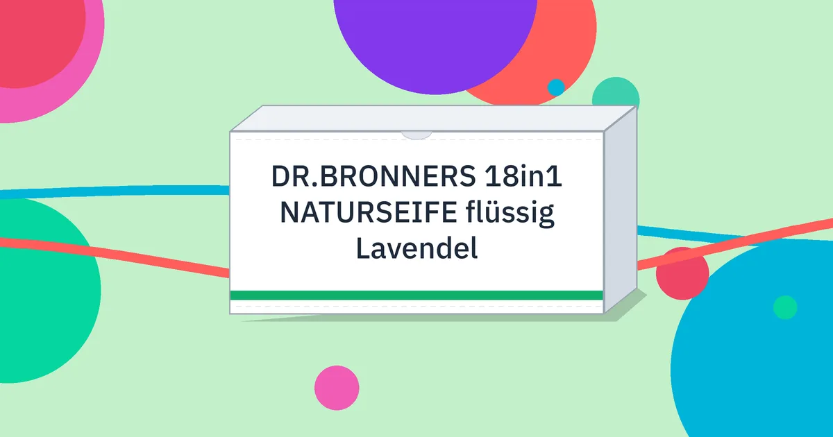 Symbolbild: Packung mit der Aufschrift DR.BRONNERS 18in1 NATURSEIFE flüssig Lavendel (PZN 19241551) – Verfügbarkeit und Bezug in Apotheken in Frankfurt am Main