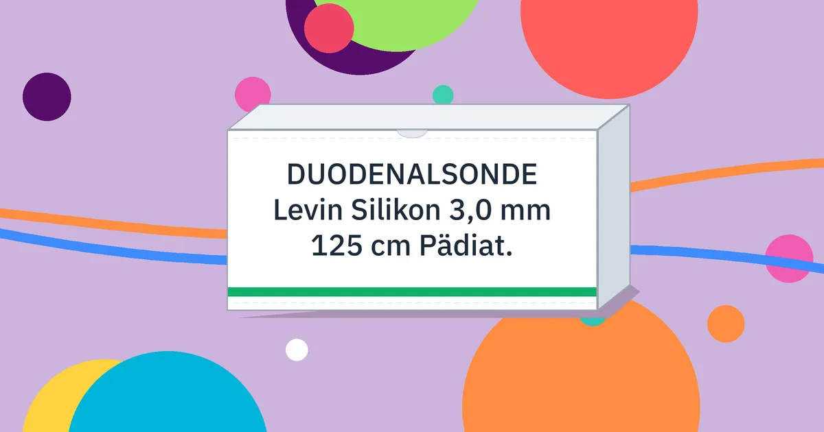 Symbolbild: Packung mit der Aufschrift DUODENALSONDE Levin Silikon 3,0 mm 125 cm Pädiat. (PZN 00989778) – Verfügbarkeit und Bezug in Apotheken in Frankfurt am Main