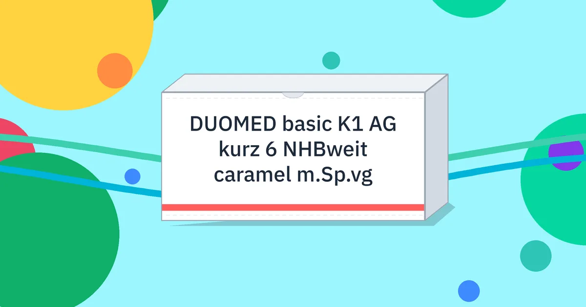 Symbolbild: Packung mit der Aufschrift DUOMED basic K1 AG kurz 6 NHBweit caramel m.Sp.vg (PZN 20905045) – Verfügbarkeit und Bezug in Apotheken in Frankfurt am Main