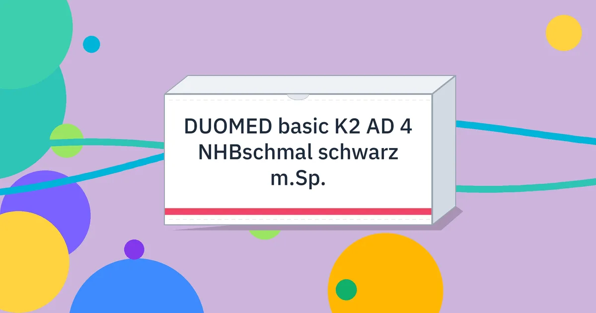 Symbolbild: Packung mit der Aufschrift DUOMED basic K2 AD 4 NHBschmal schwarz m.Sp. (PZN 20907222) – Verfügbarkeit und Bezug in Apotheken in Frankfurt am Main