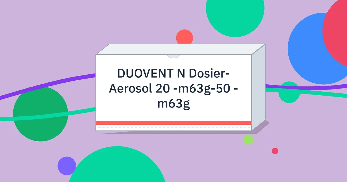 Symbolbild: Packung mit der Aufschrift DUOVENT N Dosier-Aerosol 20 -m63g-50 -m63g (PZN 15735285) – Verfügbarkeit und Bezug in Apotheken in Frankfurt am Main