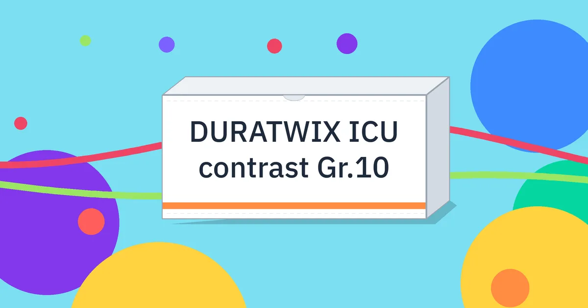 Symbolbild: Packung mit der Aufschrift DURATWIX ICU contrast Gr.10 (PZN 11220130) – Verfügbarkeit und Bezug in Apotheken in Frankfurt am Main