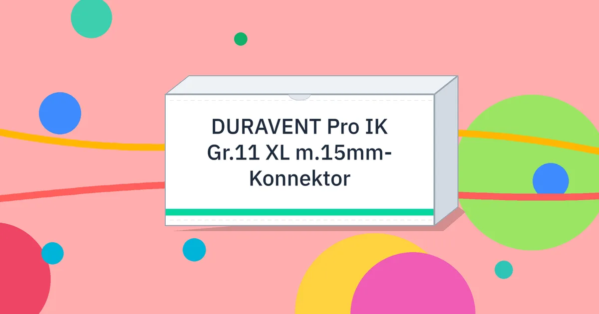 Symbolbild: Packung mit der Aufschrift DURAVENT Pro IK Gr.11 XL m.15mm-Konnektor (PZN 19243194) – Verfügbarkeit und Bezug in Apotheken in Frankfurt am Main