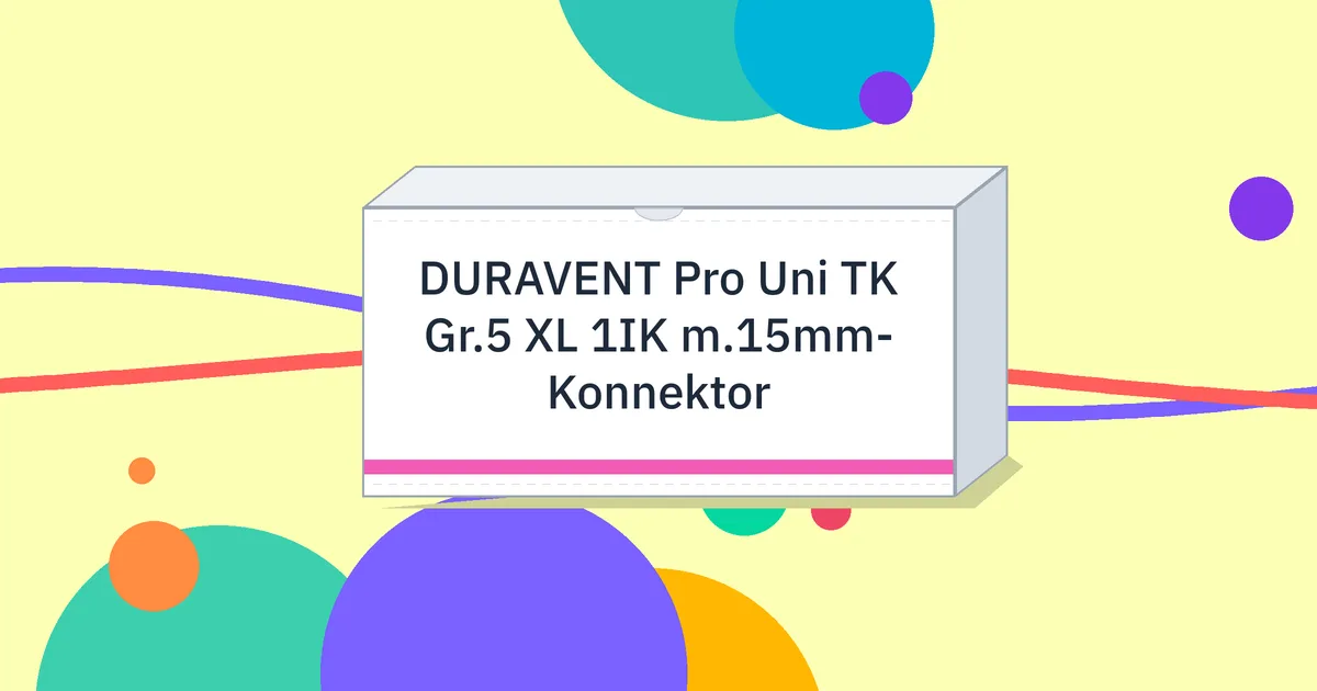 Symbolbild: Packung mit der Aufschrift DURAVENT Pro Uni TK Gr.5 XL 1IK m.15mm-Konnektor (PZN 19242898) – Verfügbarkeit und Bezug in Apotheken in Frankfurt am Main
