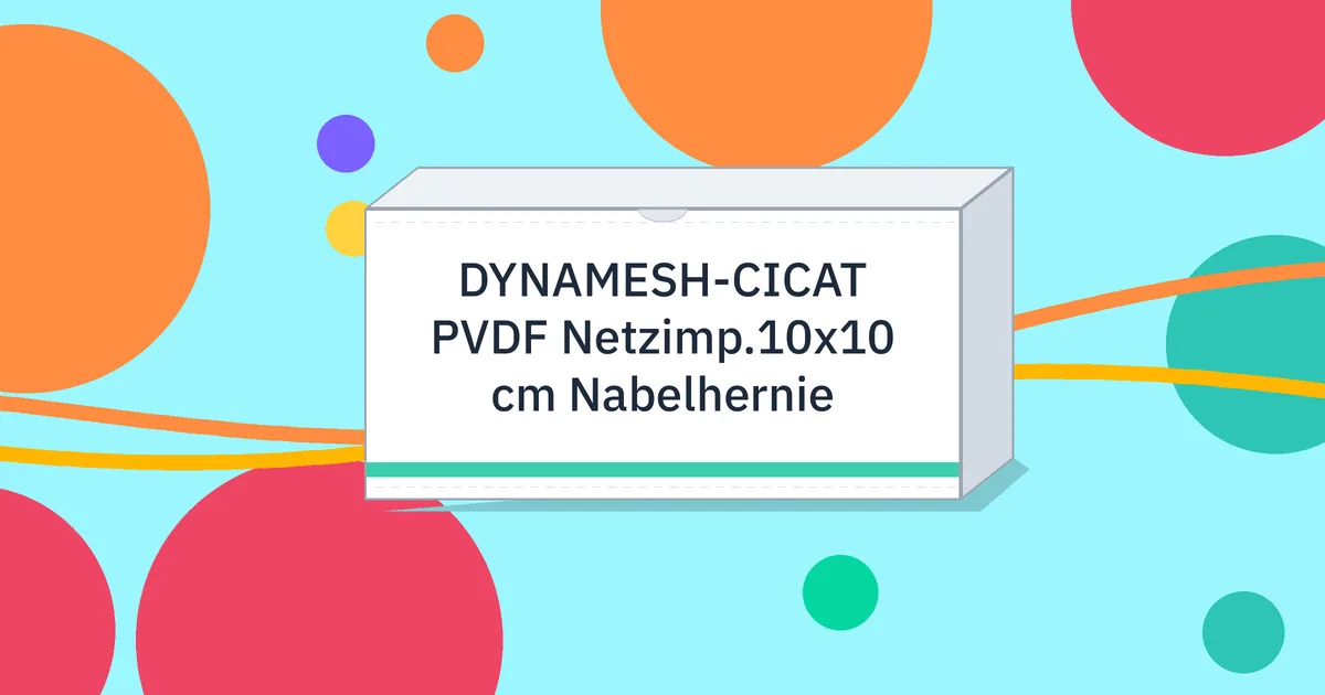 Symbolbild: Packung mit der Aufschrift DYNAMESH-CICAT PVDF Netzimp.10x10 cm Nabelhernie (PZN 19372715) – Verfügbarkeit und Bezug in Apotheken in Frankfurt am Main