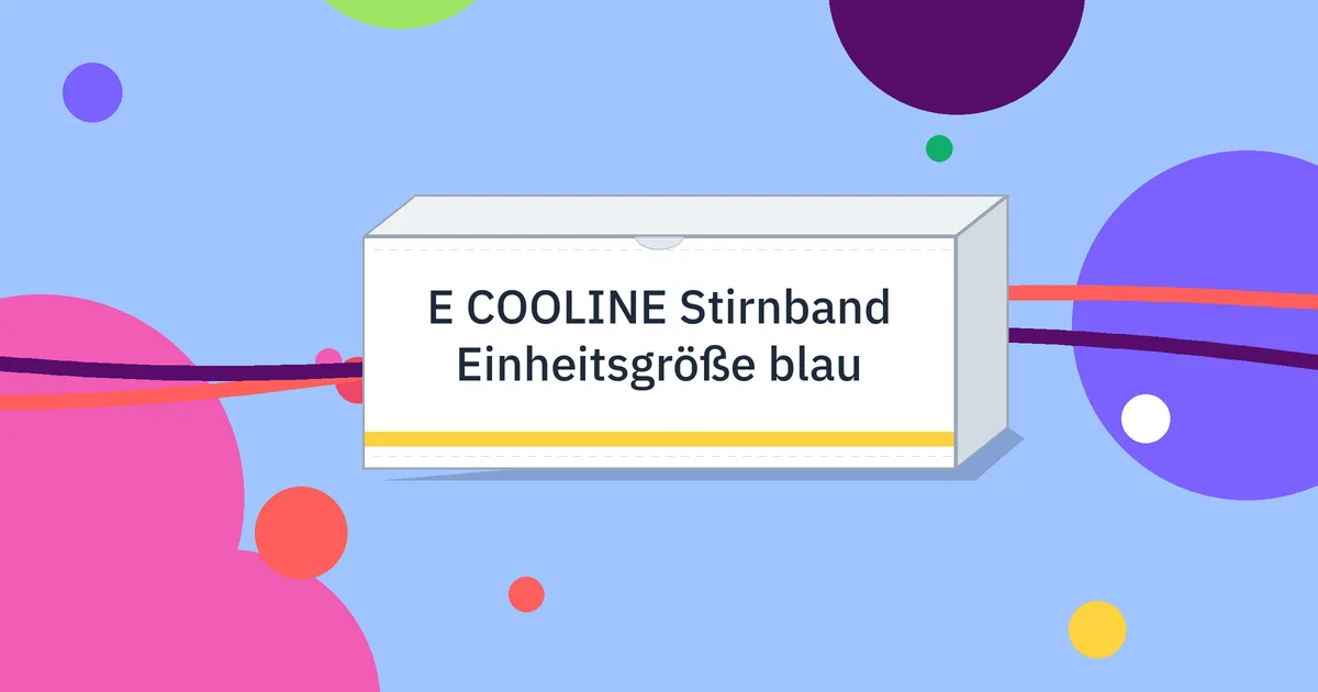 Symbolbild: Packung mit der Aufschrift E COOLINE Stirnband Einheitsgröße blau (PZN 06468247) – Verfügbarkeit und Bezug in Apotheken in Frankfurt am Main