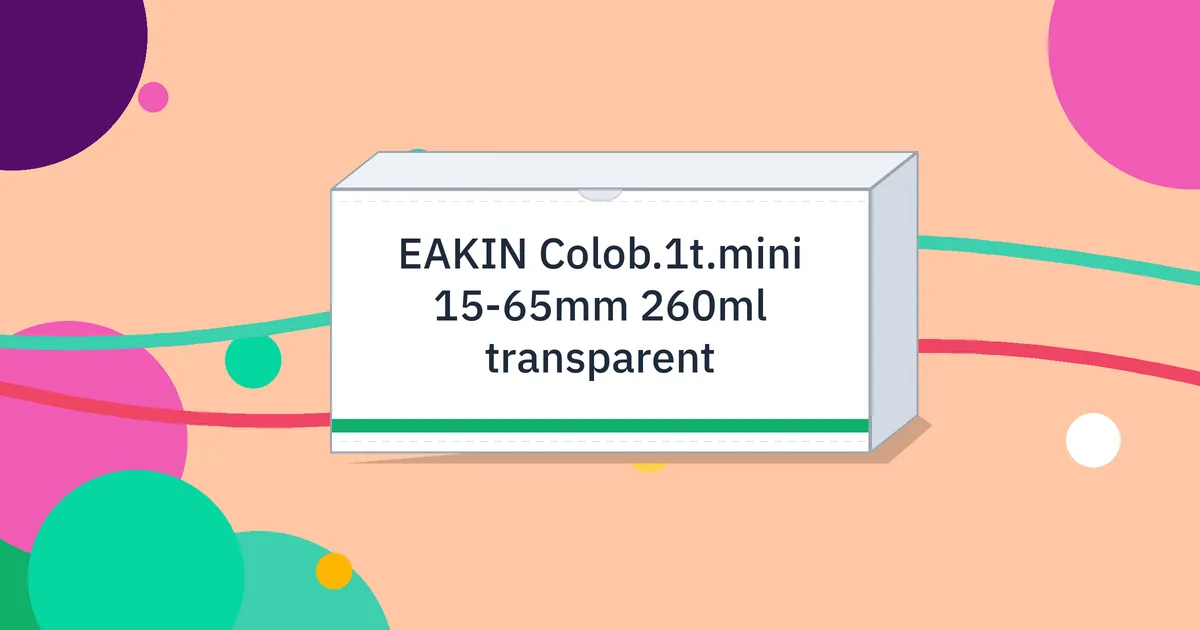 Symbolbild: Packung mit der Aufschrift EAKIN Colob.1t.mini 15-65mm 260ml transparent (PZN 09642591) – Verfügbarkeit und Bezug in Apotheken in Frankfurt am Main