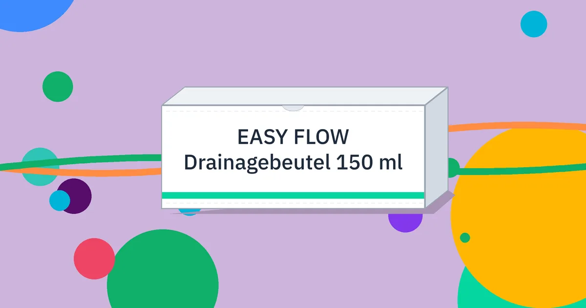 Symbolbild: Packung mit der Aufschrift EASY FLOW Drainagebeutel 150 ml (PZN 01959779) – Verfügbarkeit und Bezug in Apotheken in Frankfurt am Main