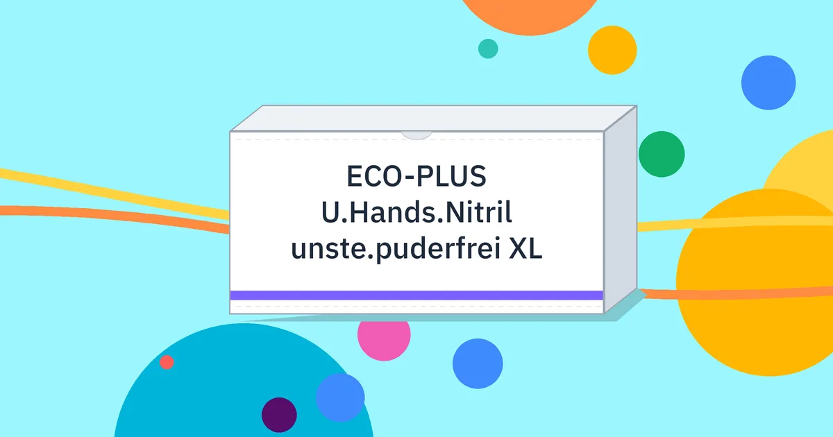 Symbolbild: Packung mit der Aufschrift ECO-PLUS U.Hands.Nitril unste.puderfrei XL (PZN 15622339) – Verfügbarkeit und Bezug in Apotheken in Frankfurt am Main