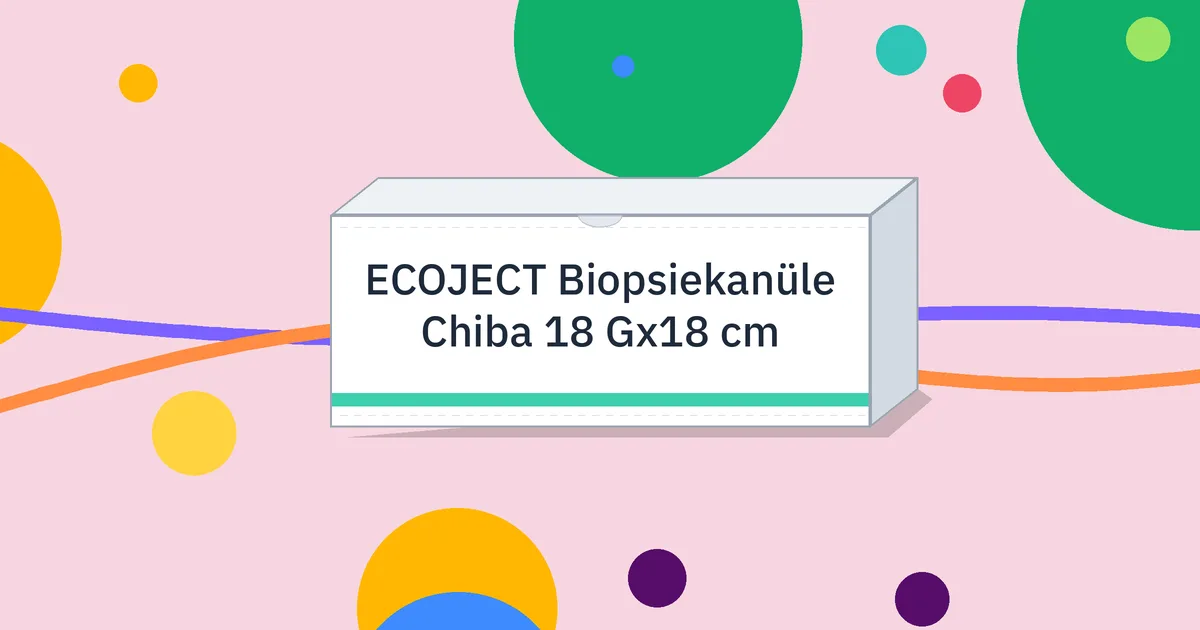 Symbolbild: Packung mit der Aufschrift ECOJECT Biopsiekanüle Chiba 18 Gx18 cm (PZN 06125056) – Verfügbarkeit und Bezug in Apotheken in Frankfurt am Main