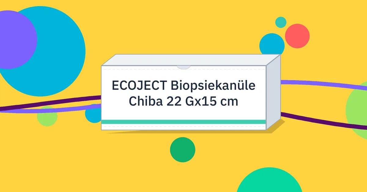 Symbolbild: Packung mit der Aufschrift ECOJECT Biopsiekanüle Chiba 22 Gx15 cm (PZN 06125352) – Verfügbarkeit und Bezug in Apotheken in Frankfurt am Main