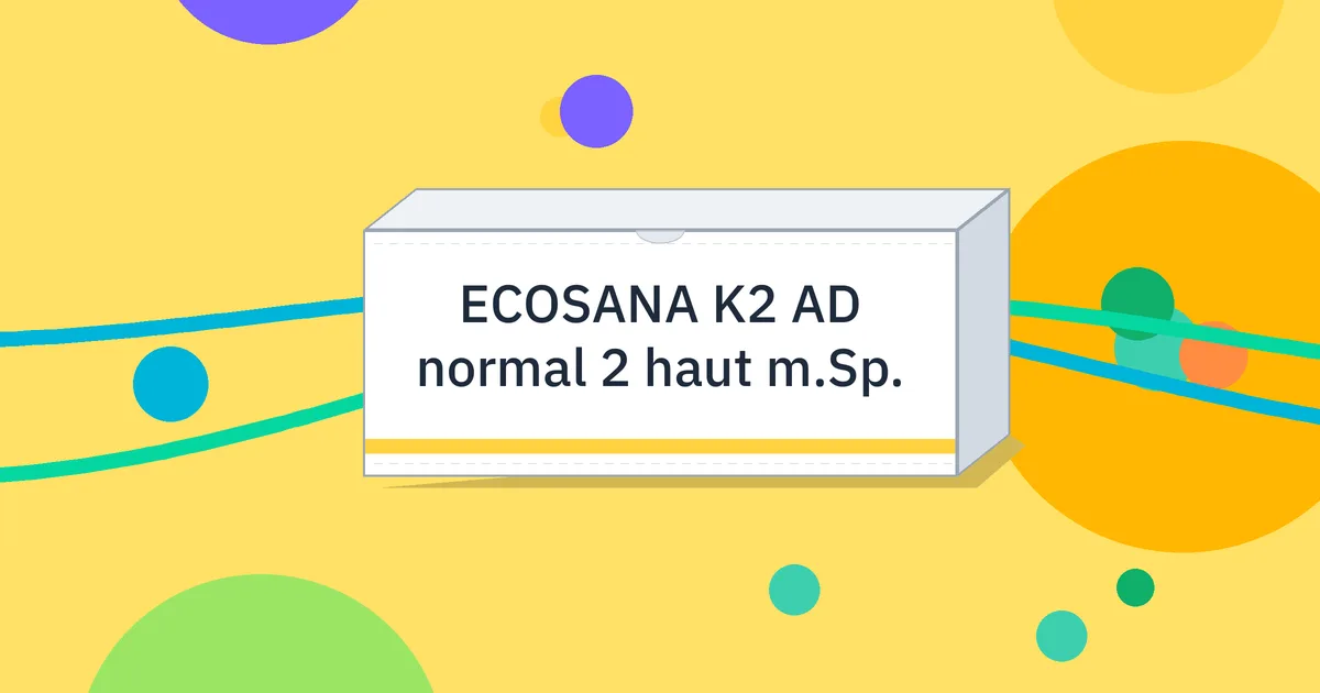 Symbolbild: Packung mit der Aufschrift ECOSANA K2 AD normal 2 haut m.Sp. (PZN 01335406) – Verfügbarkeit und Bezug in Apotheken in Frankfurt am Main
