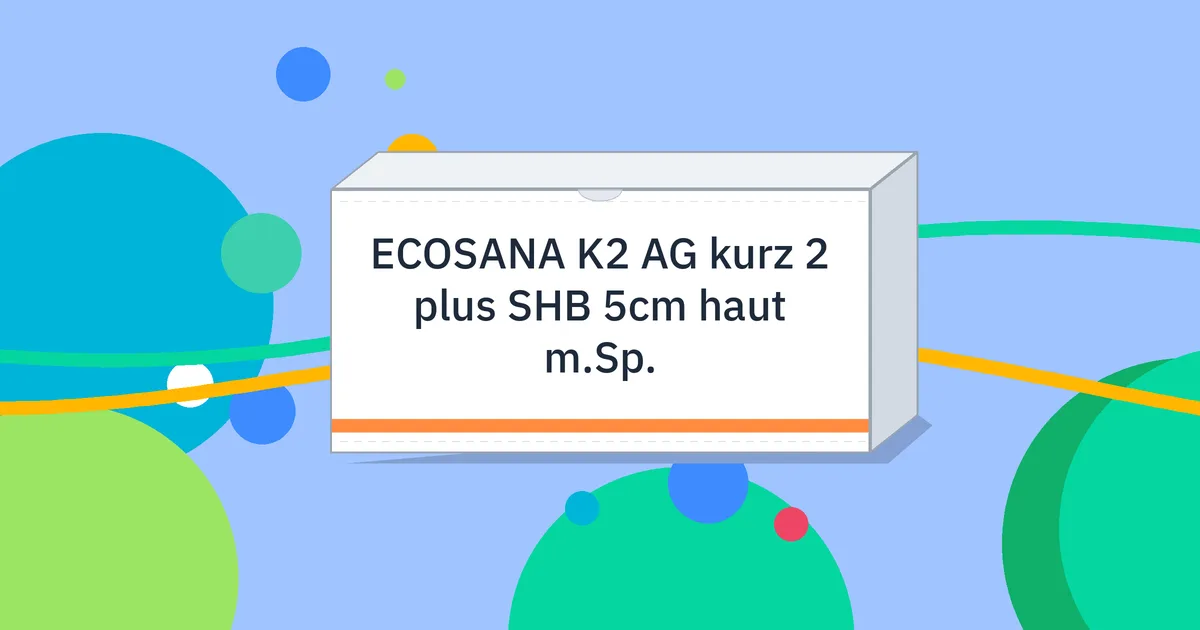 Symbolbild: Packung mit der Aufschrift ECOSANA K2 AG kurz 2 plus SHB 5cm haut m.Sp. (PZN 01403591) – Verfügbarkeit und Bezug in Apotheken in Frankfurt am Main